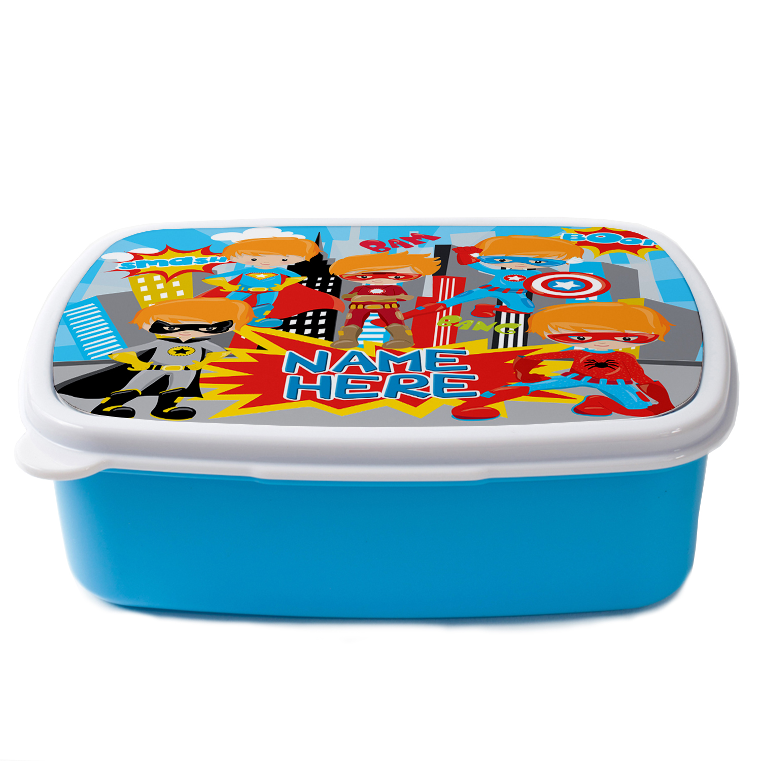 Personalised Superhero Lunch Box Boys School Snack Box EC049 ...