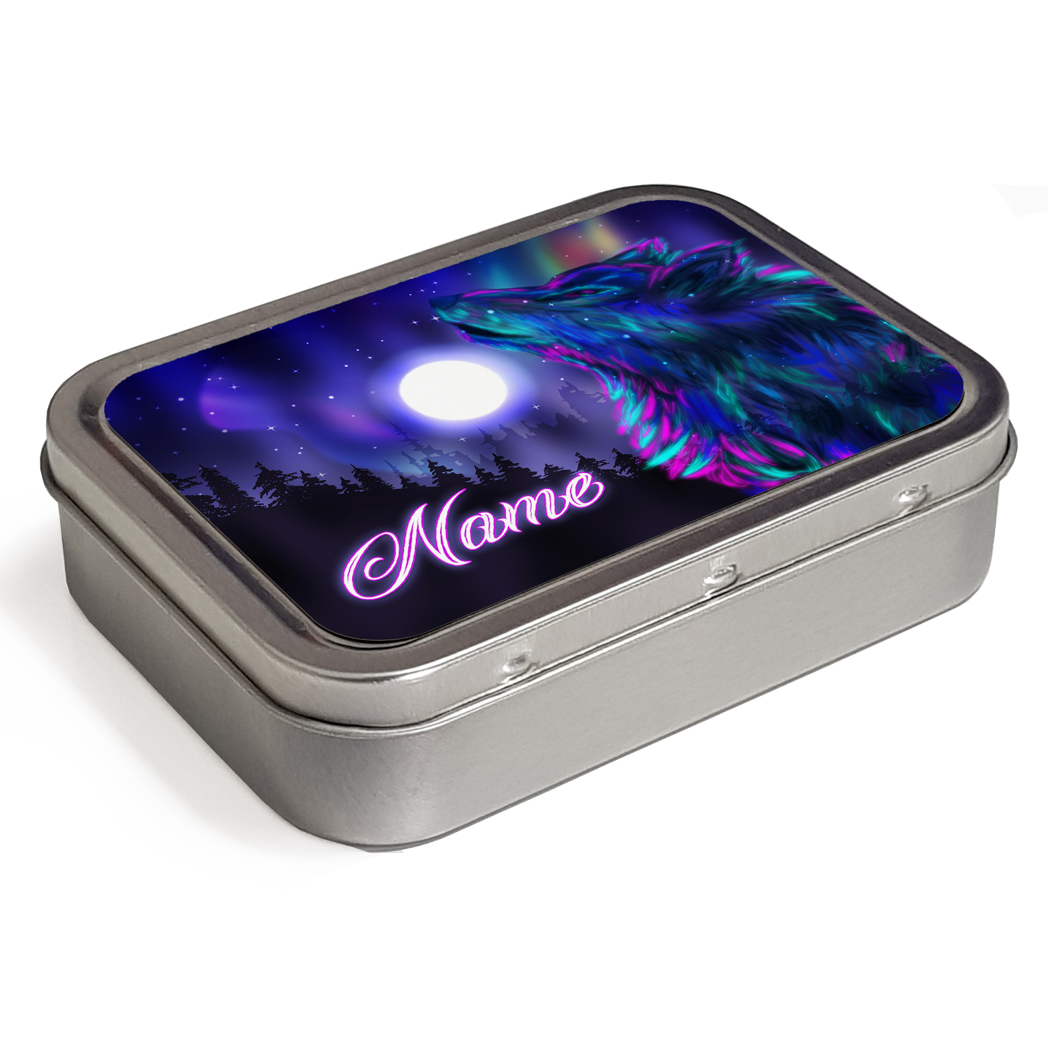 Personalised Wolf Tobacco Tin KSU14A - Personalised Gift