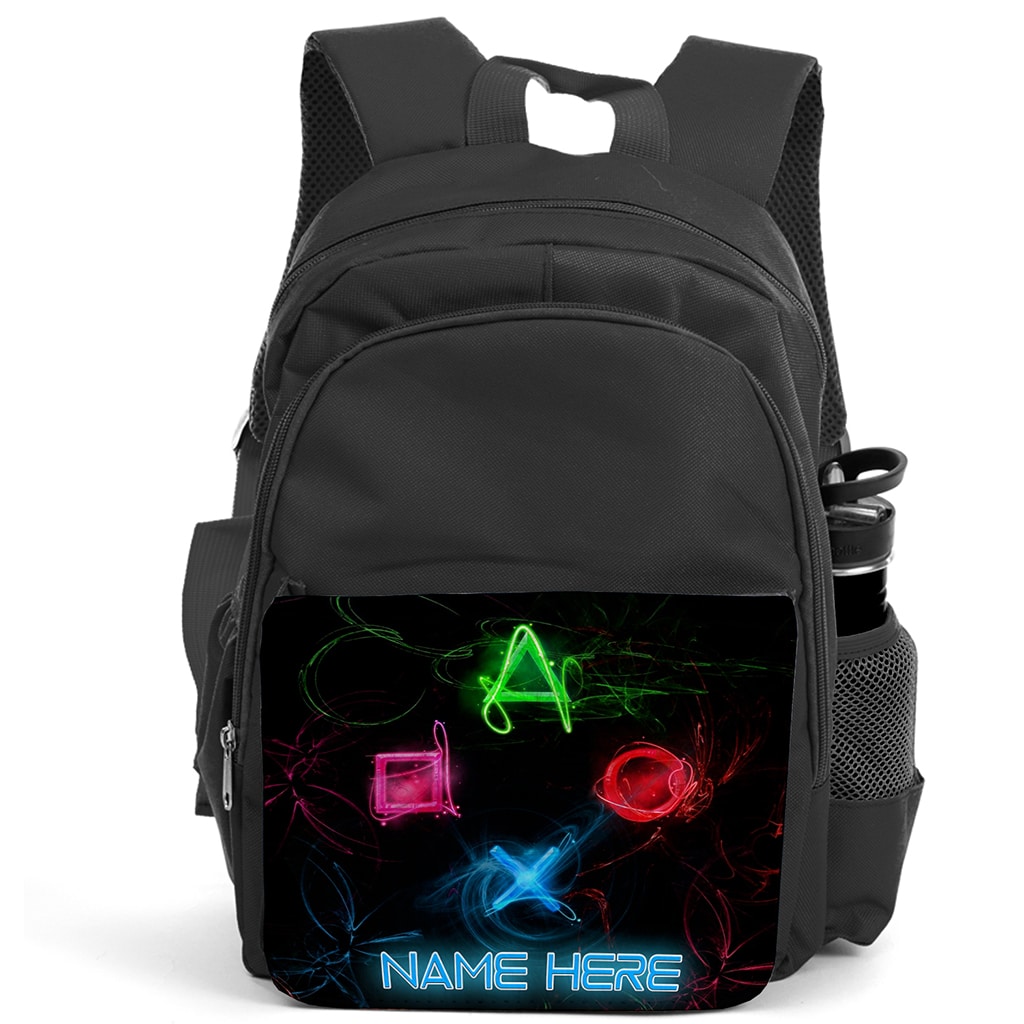 Personalised Gamer Playstation Kids Black Backpack KS221 - Personalised ...